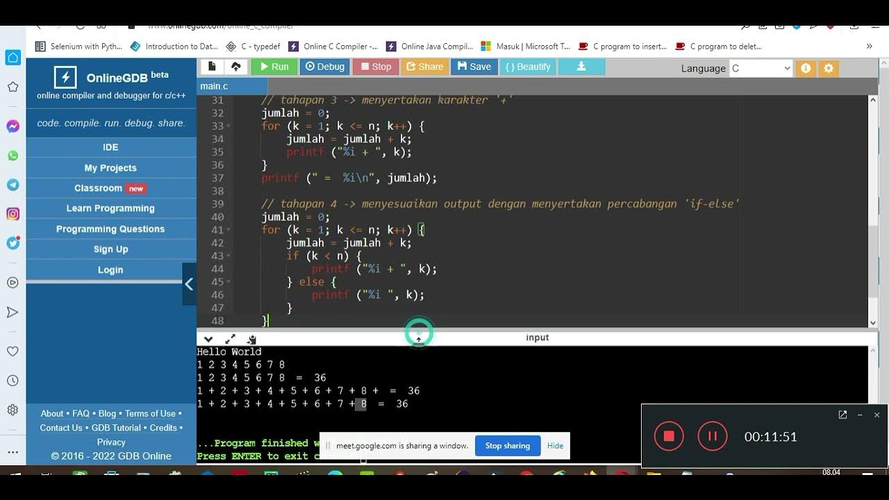 Implementasi Deret Aritmatika Dengan Pemrograman Bahasa C | Materi Loop ...