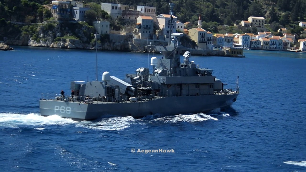 Hellenic Navy Roussen class P69 HS Lieut. Krystallidis in Kastellorizo ...