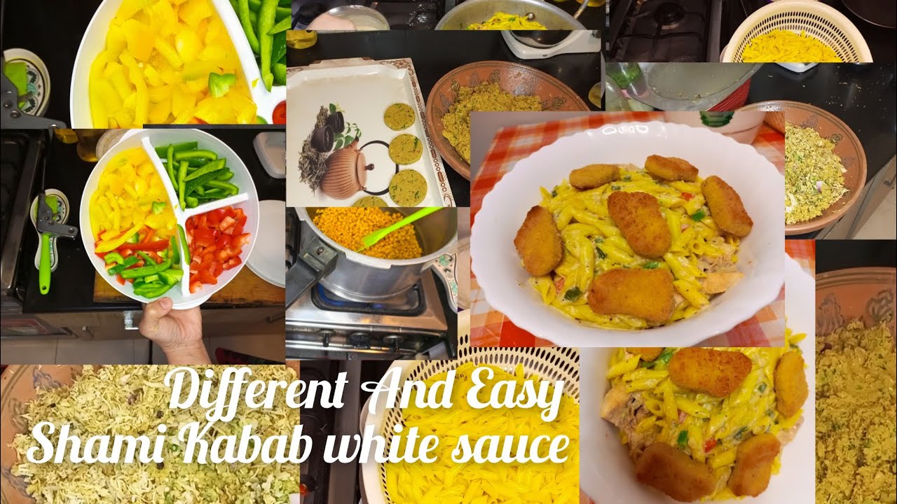 White Sauce Chicken Pasta With Nuggets| Very Tasty shami Kabab| Sammi's ...