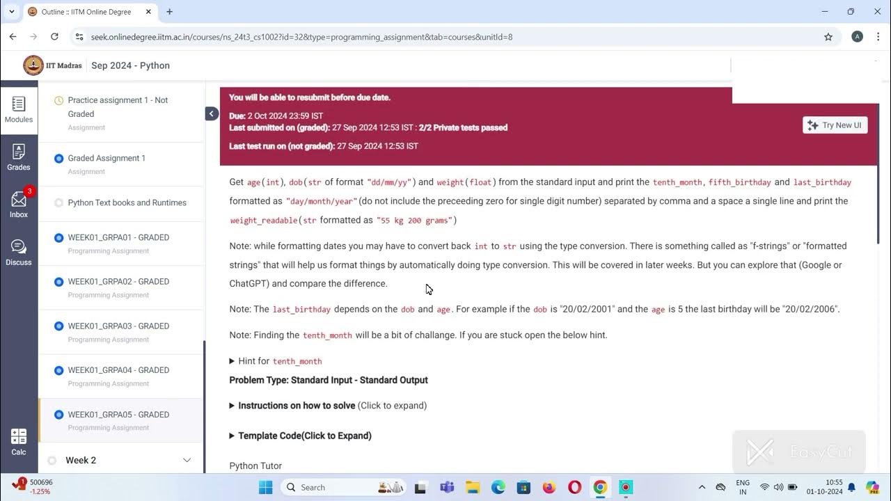Iitm Programming Assignment Grpa 5 Week 1 Youtube