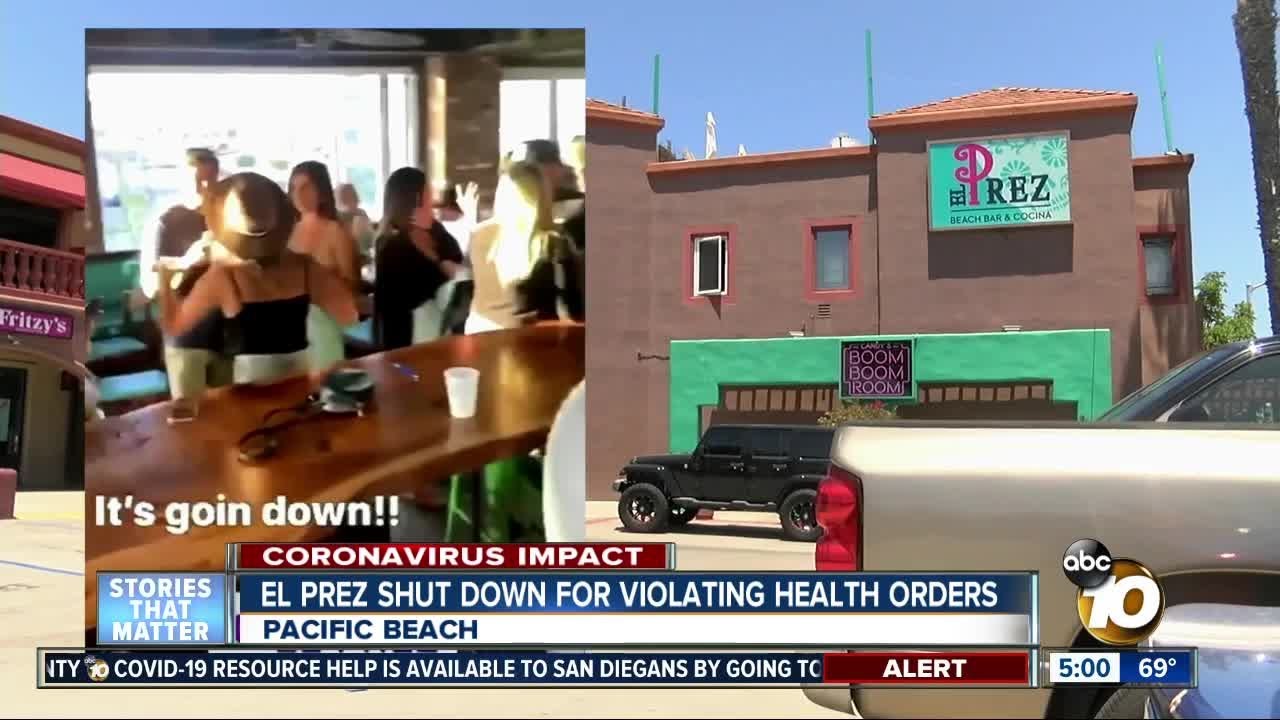 El Prez bar in Pacific Beach shut down for violating county health ...