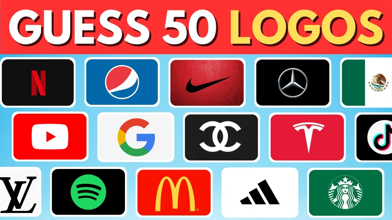 Guess 50 FAMOUS LOGOS in 3 seconds (Easy - Impossible) - YouTube