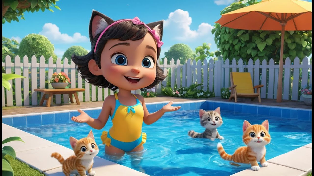Six Little Kittens Jumping in the Pool | Fun Kitten Song for Kids ...