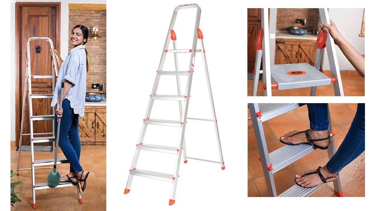 Bathla Advance 6-Step Fordable Aluminium Ladder with Sure-Hinge ...