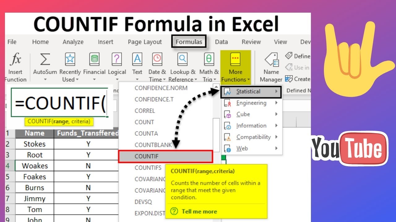 Countif Formula in Excel - YouTube