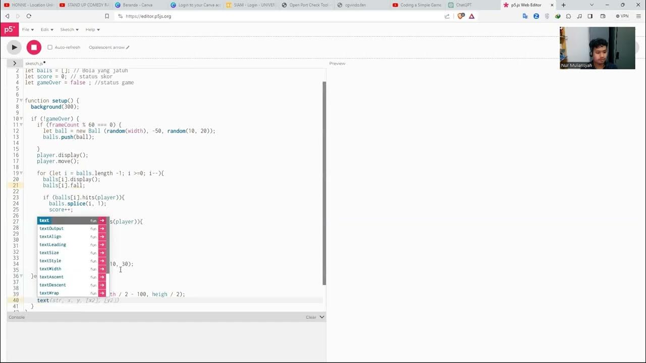 How To Make Game Simple By P5js Catch Ball Youtube