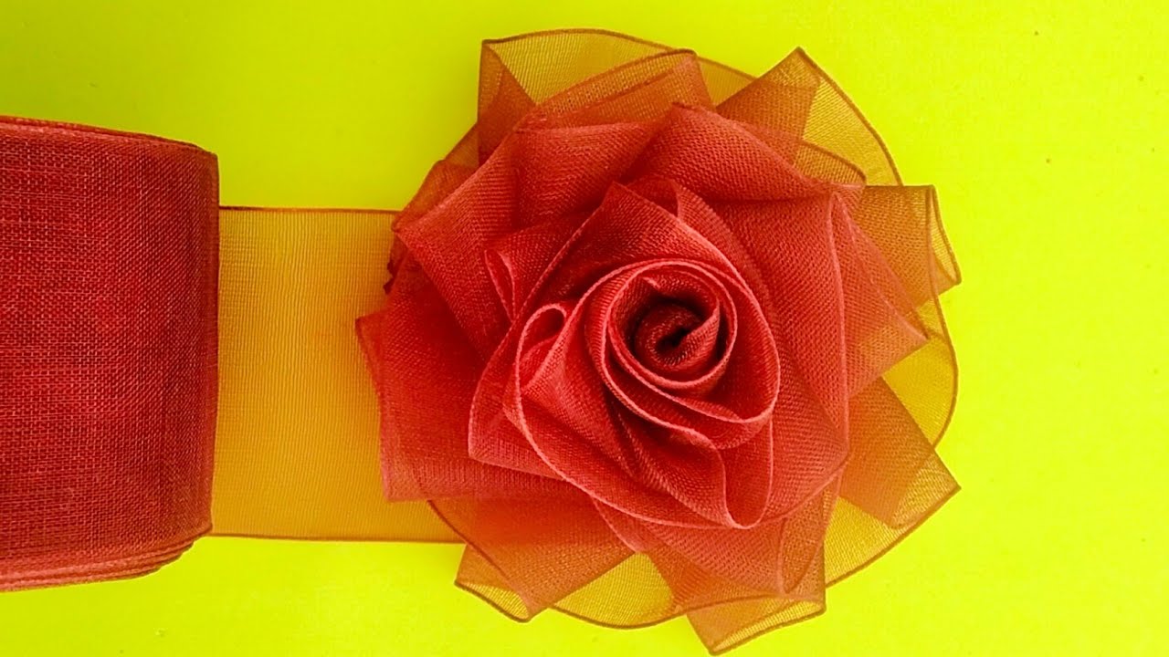 DIY Satin Ribbon Rose flower | How to make ribbon rose l Ribbon ...