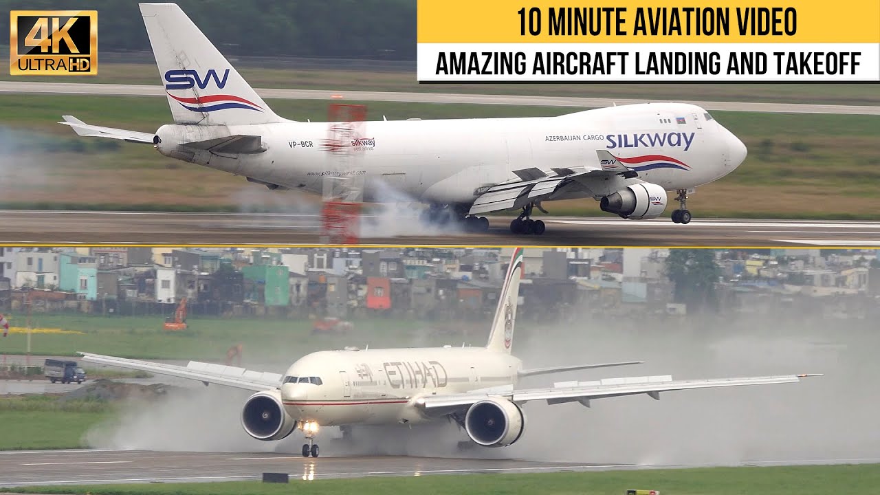 10 MINUTE EYE CATCHING with aircraft landing and take off | 4k Aviation ...