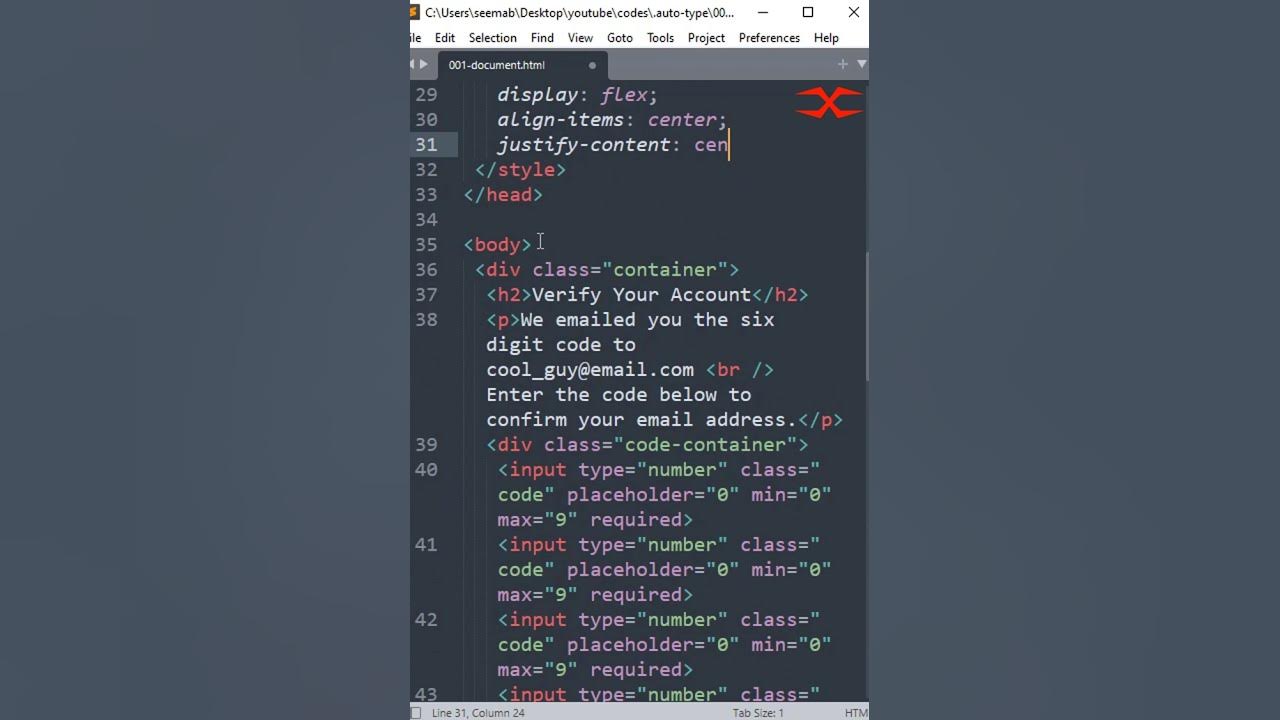 Verify Account Ui Html Css And Javascript Youtube