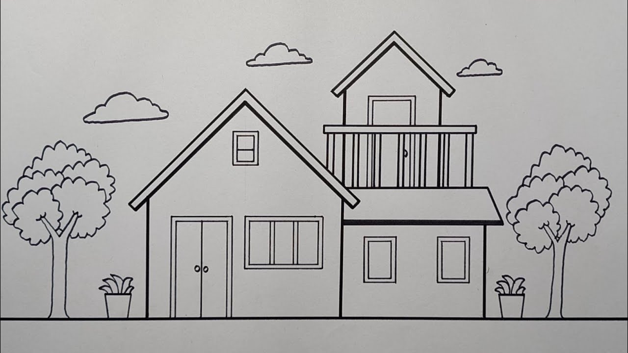 How to Draw a House | Easy For Beginners | House Drawing - YouTube