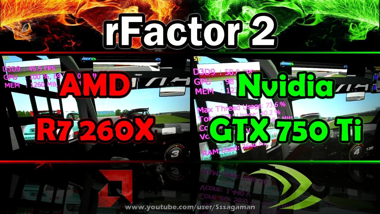GPU WAR: GTX 750 Ti vs. R7 260X | rFactor 2 | Split-screen Comparison ...