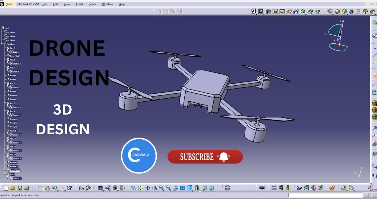 How to Design Drone in 3d | Catia V5 | 3DDesign | Aeronautics | Design ...
