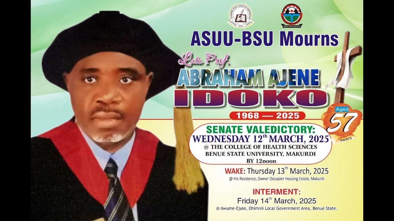 Late Prof. A.A. Idoko-Senate Validictory Service. - YouTube