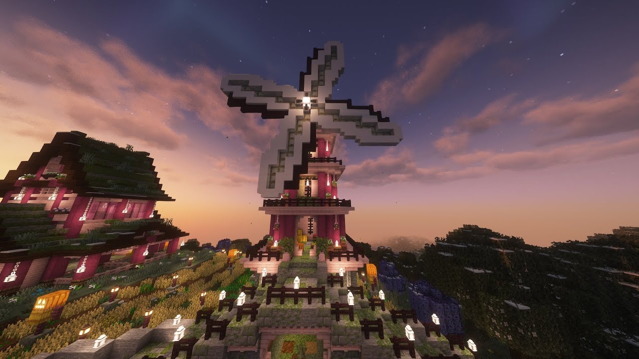 TUTORIAL: Crimson and Cherry Windmill (Exterior + Interior) ~ CuteCraft ...