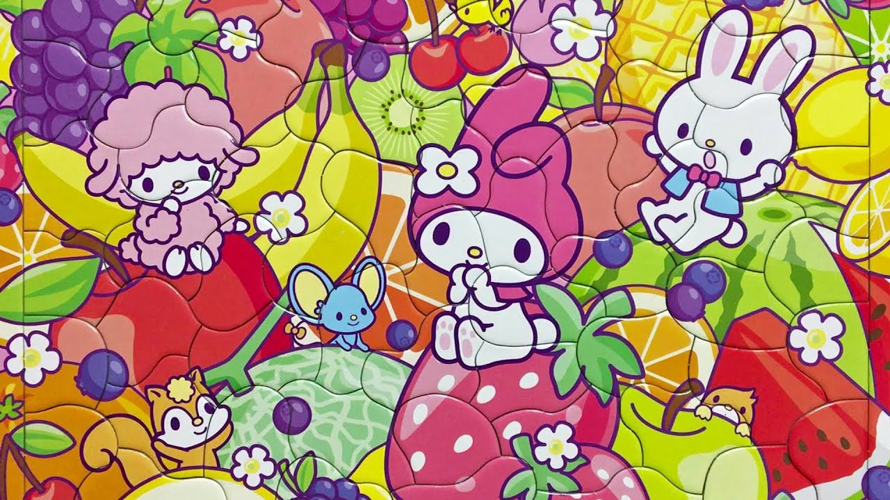My Melody Puzzle Fruit party マイメロディ パズル フルーツパーティー - YouTube