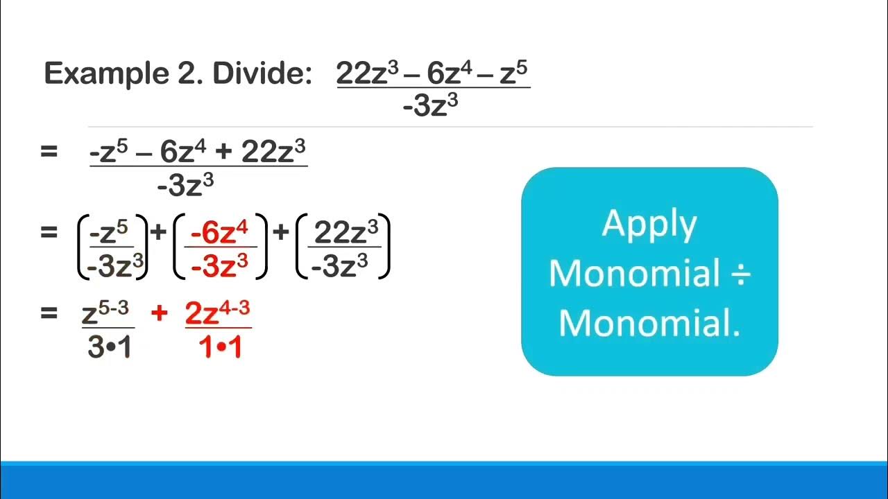 DIVIDING POLYNOMIALS BY MONOMIALS. The Shortcut! [2-Minute Math ...