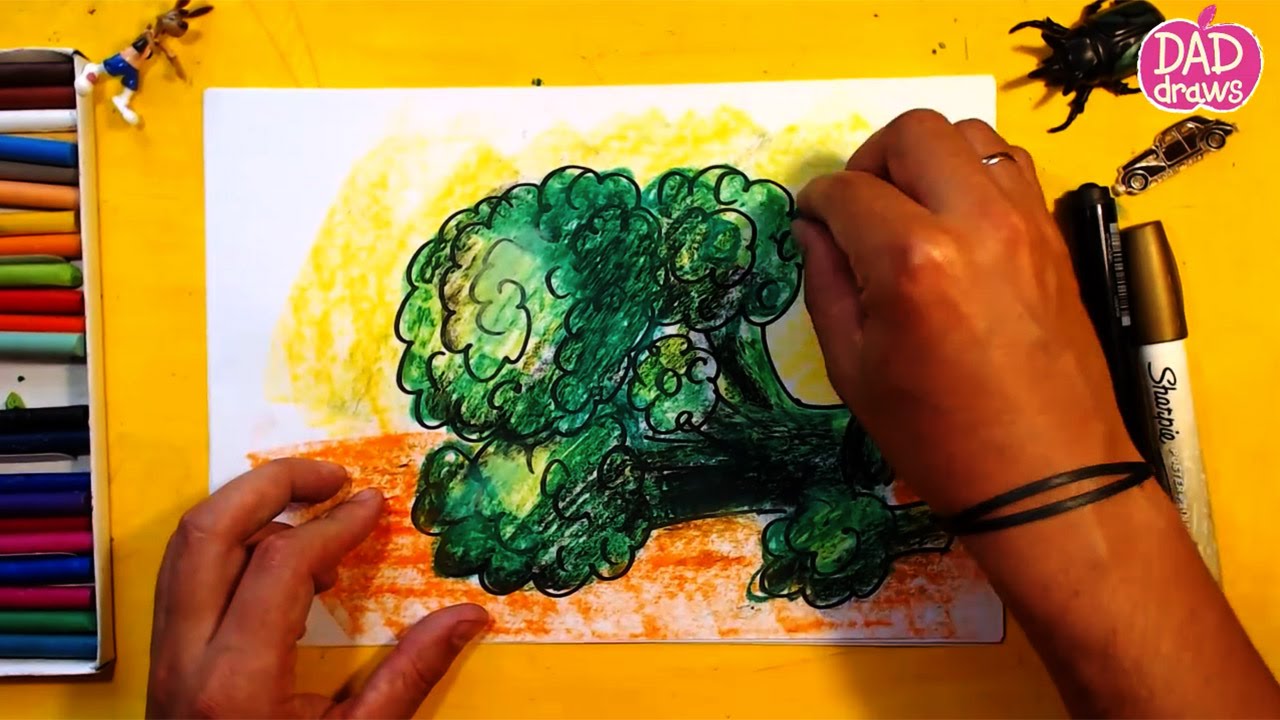 How to draw Broccoli / Art for Kids - YouTube