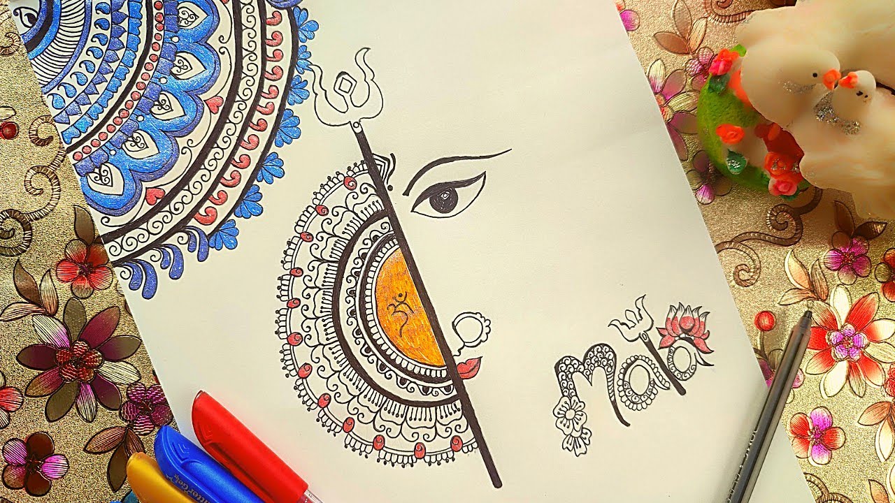 // Maa Durga Mandala Art// Mandala Art // Madhubani Art - YouTube