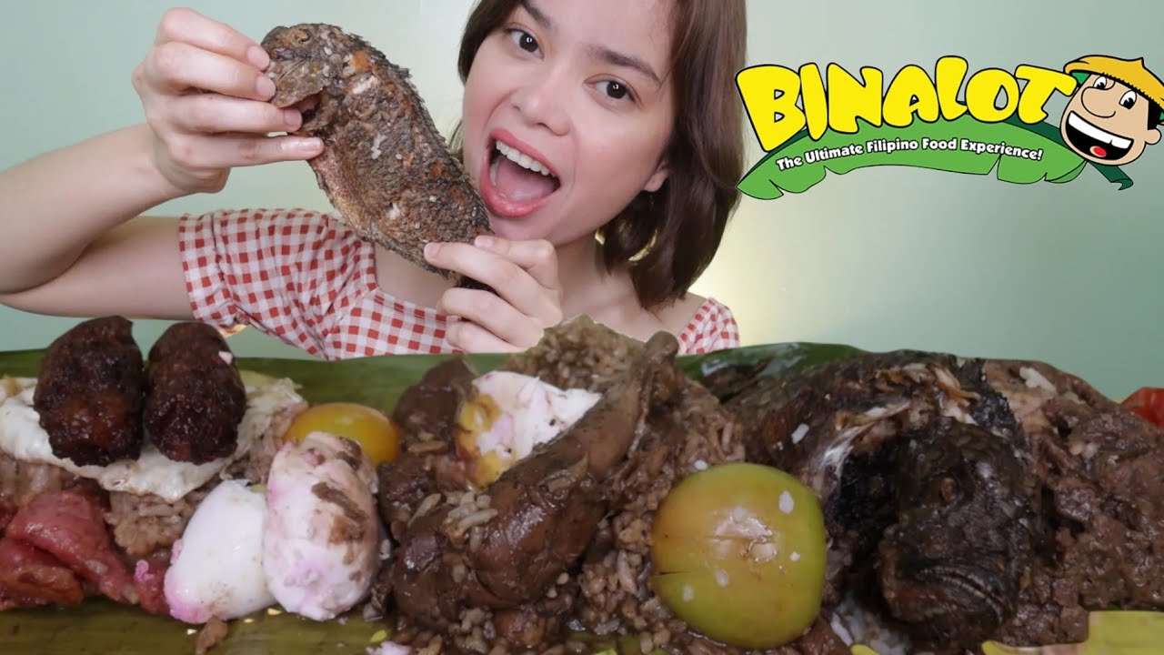 BINALOT MUKBANG | tocino, longganisa,tilapia, adobo at beef walastik ...