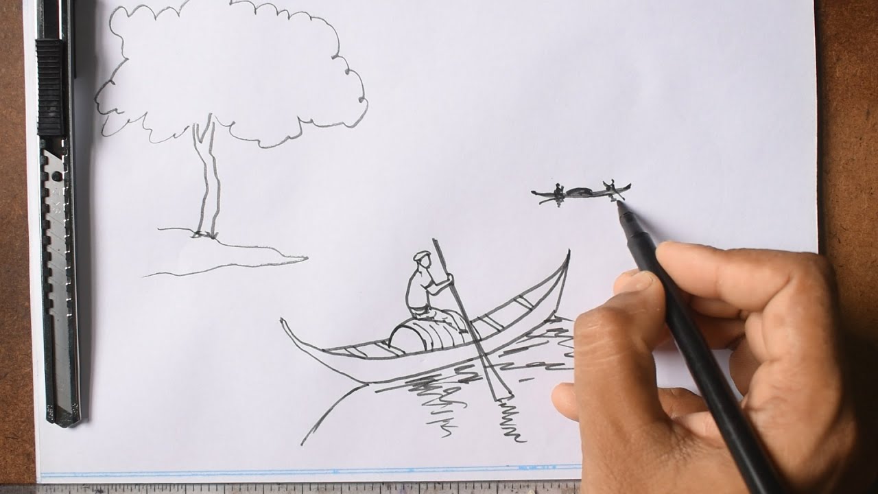 Landscape Line Drawing with Sketch Pen | Step-by-Step Tutorial - YouTube