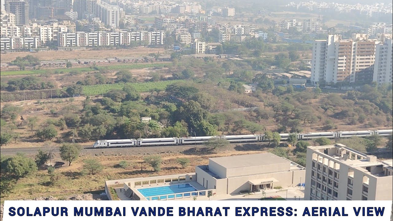 Aerial View Of 22226: Solapur Mumbai Vande Bharat Express Moving ...