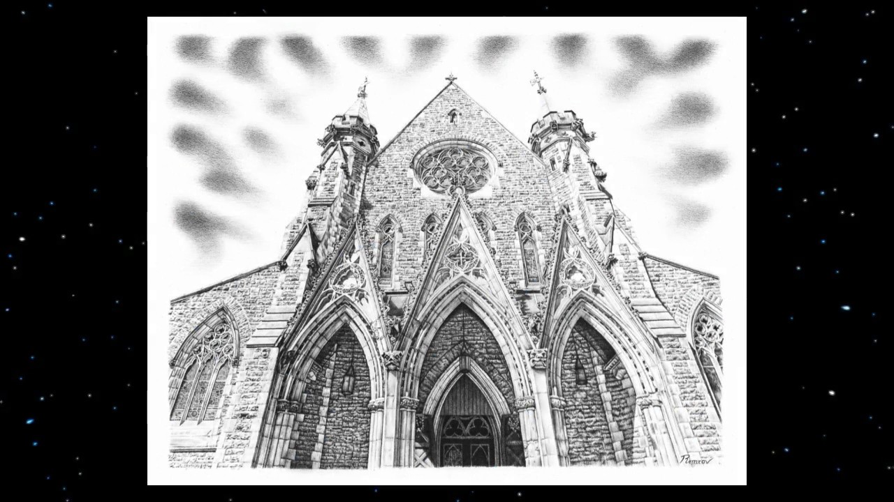 Realistic Pencil Drawing of Christ Church Cathedral Montreal - YouTube