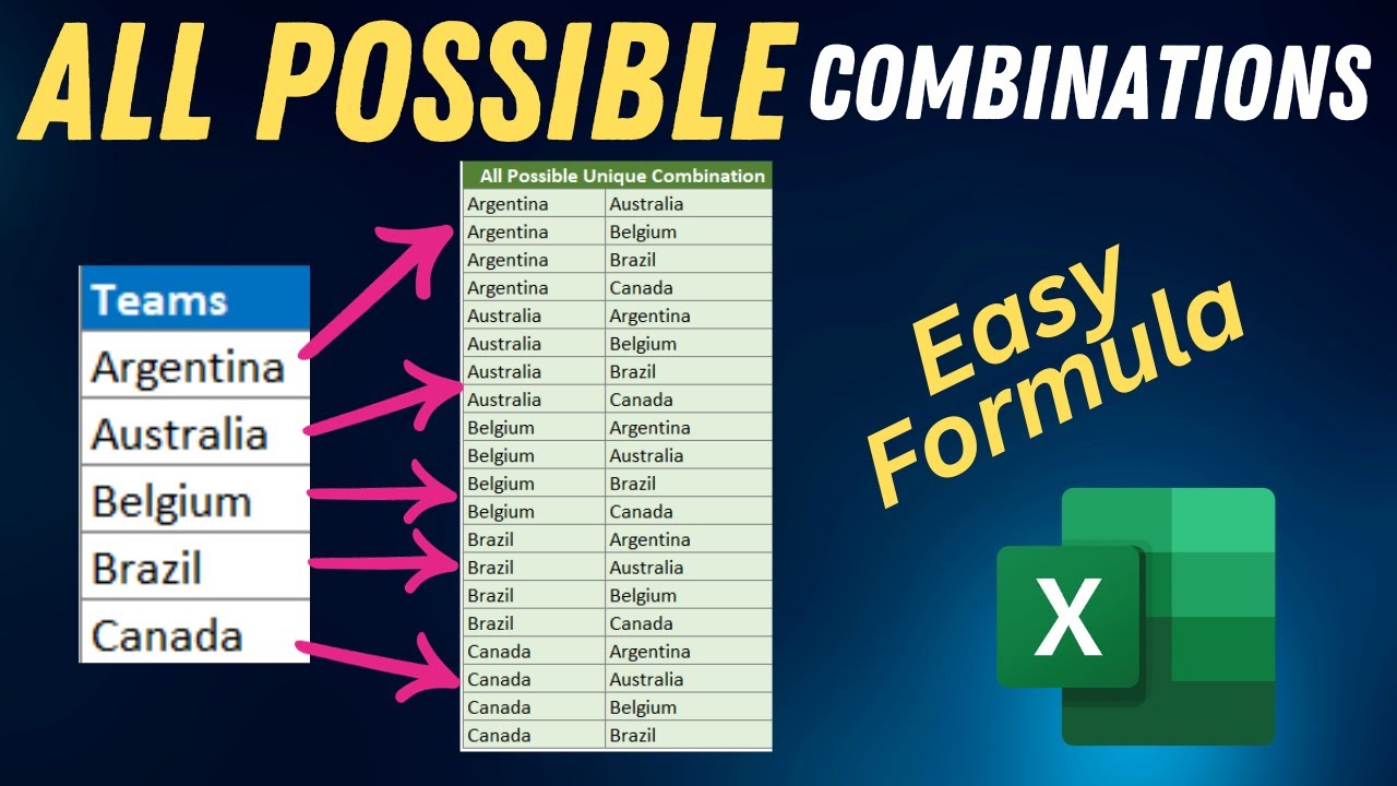 Generate Or Create All Possible Combinations From Single Column Using