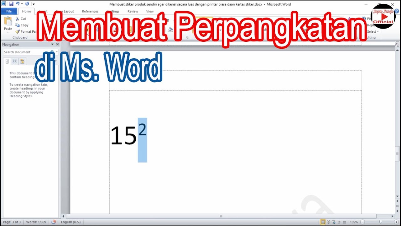 Cara membuat pangkat di word , perpangkatan di word - YouTube