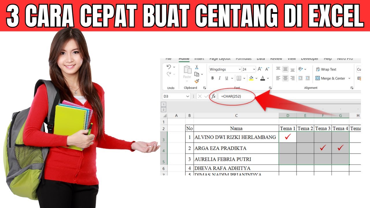 3 Cara Cepat Membuat Tanda Centang di Excel - YouTube