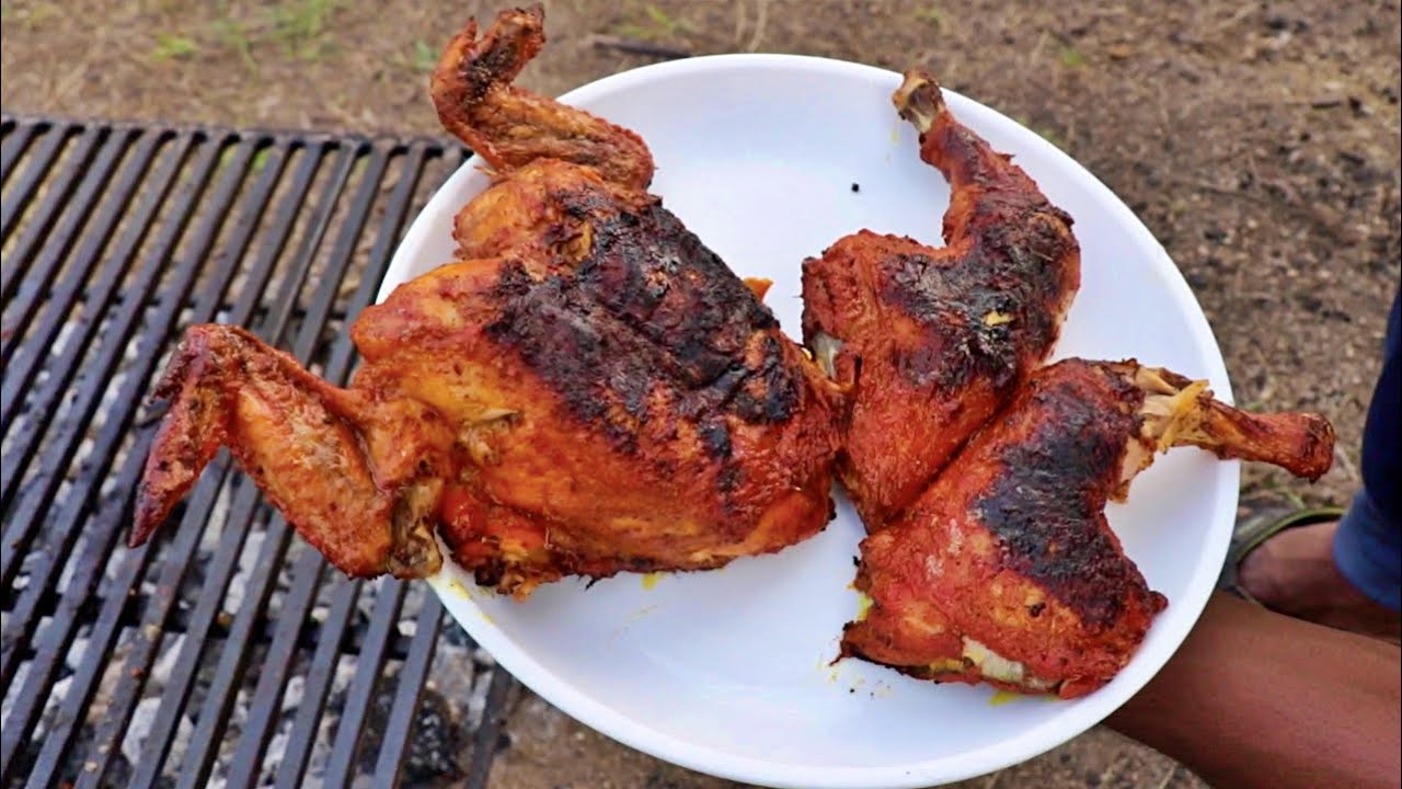 FULL MURGI GRILL | JABBARDAST COOKING ANGARA KE UPER | CHARCOAL COOKING ...