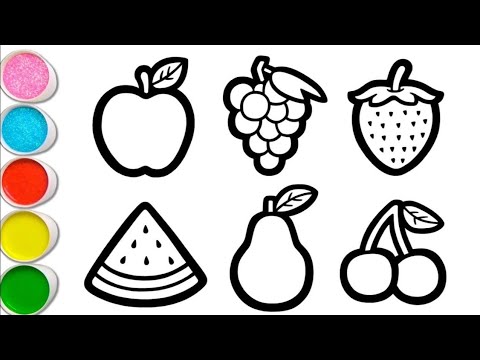 How to draw Fruits step by step | Fruits Drawing, Painting & Coloring ...