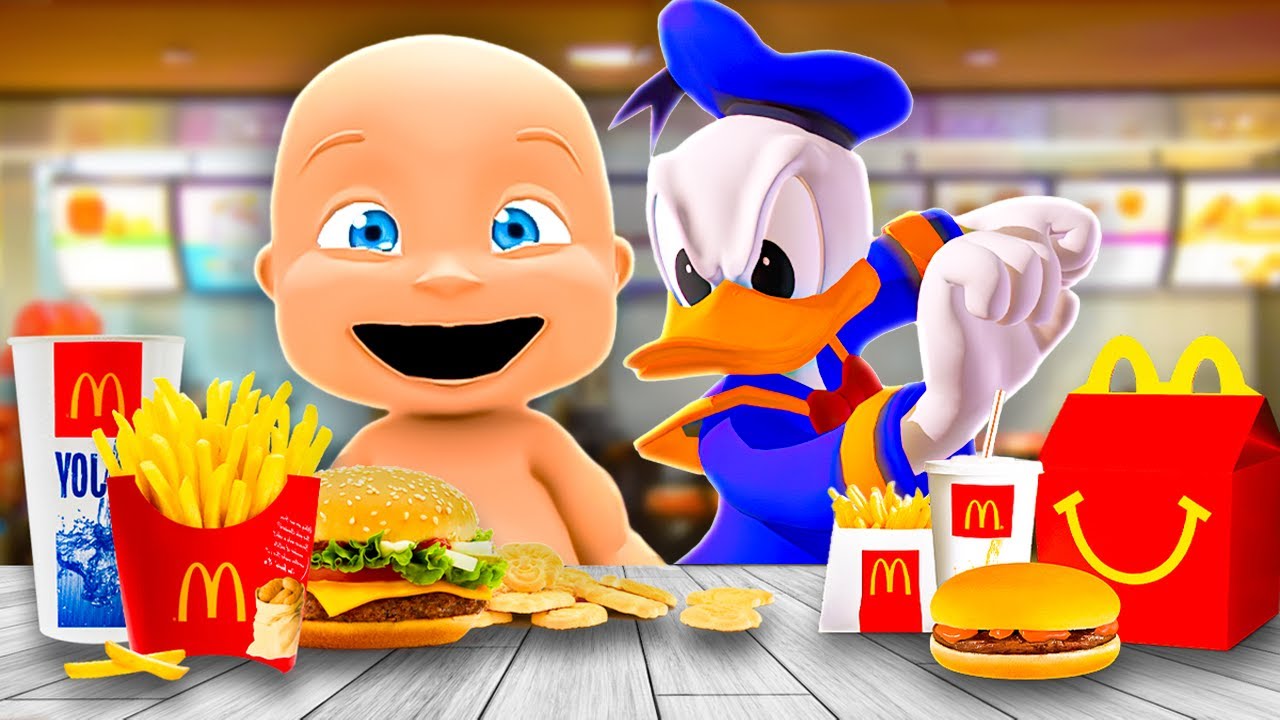 Baby and DONALD DUCK Go to MCDONALDS! - YouTube