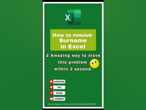 How to remove surname in Excel.. 2 Amazing way to slove this problem.@Learn_B_Better. - YouTube