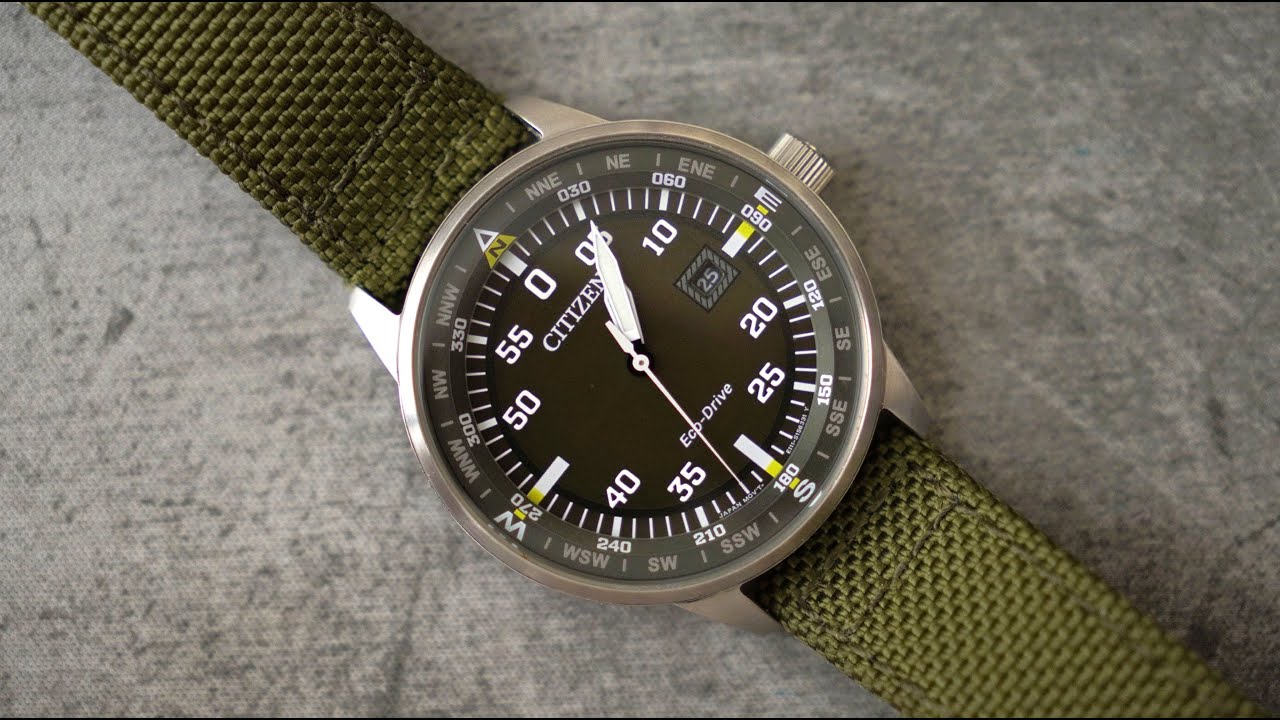 Citizen compass watch. Affordable eco-drive field watch review. - YouTube