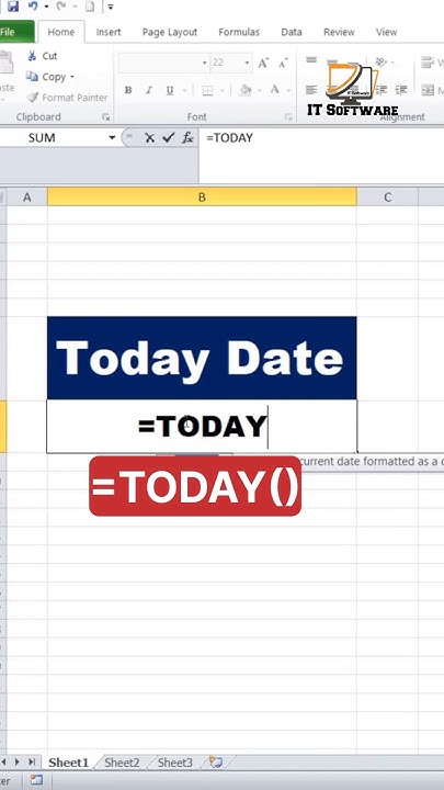 TODAY Function in Excel 🔥 | Excel for Fresher | #excel #exceltips #shorts @ITSoftwares - YouTube