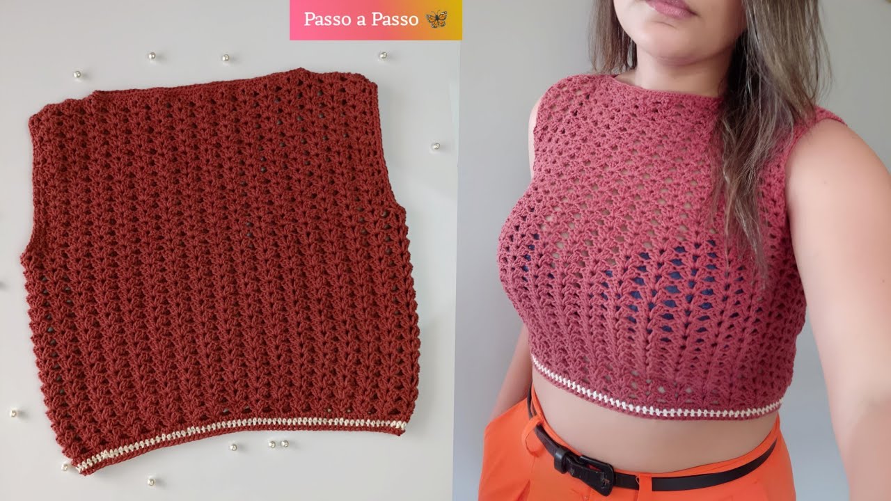 Cropped de Crochê passo a passo - YouTube