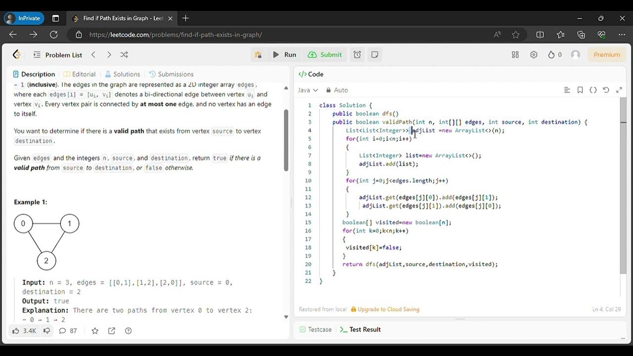 Find if Path Exists in Graph LeetCode Problem | Graph | Java#java #placements #btech - YouTube