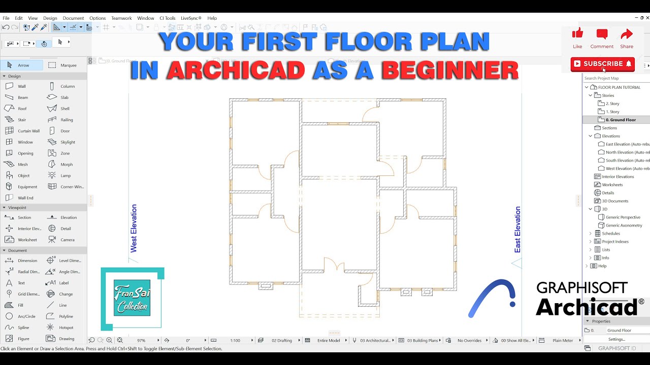 Learn Archicad FAST! 5 Simple Steps to Draw Your First Floor Plan - YouTube
