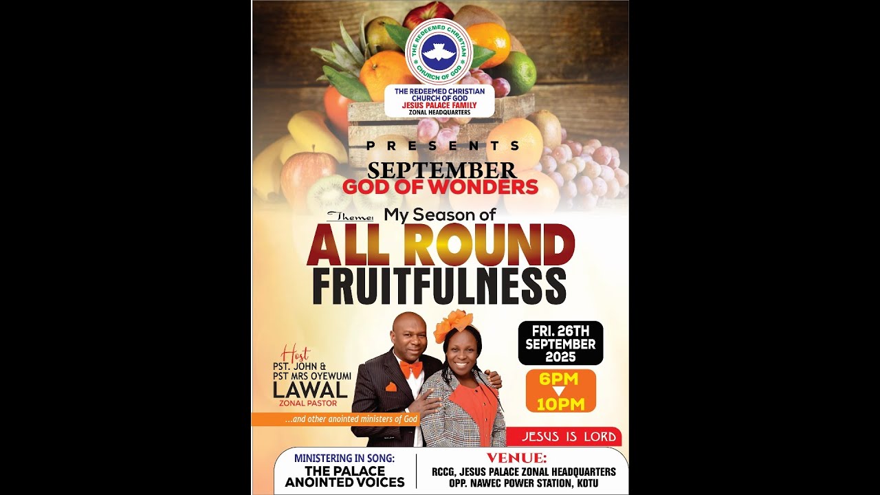 GOD OF WONDERS ll ALL ROUND FRUITFULNESS ll 26th September 2025 - YouTube