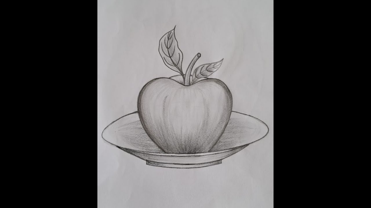 Apple image in plate/pencil sketch/प्लेट में सेब का चित्र/#up board ...