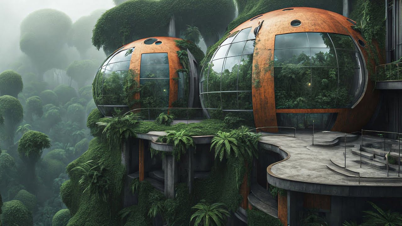 Bio-Architectural Harmony | Futuristic Domes in a Jungle Oasis | - YouTube