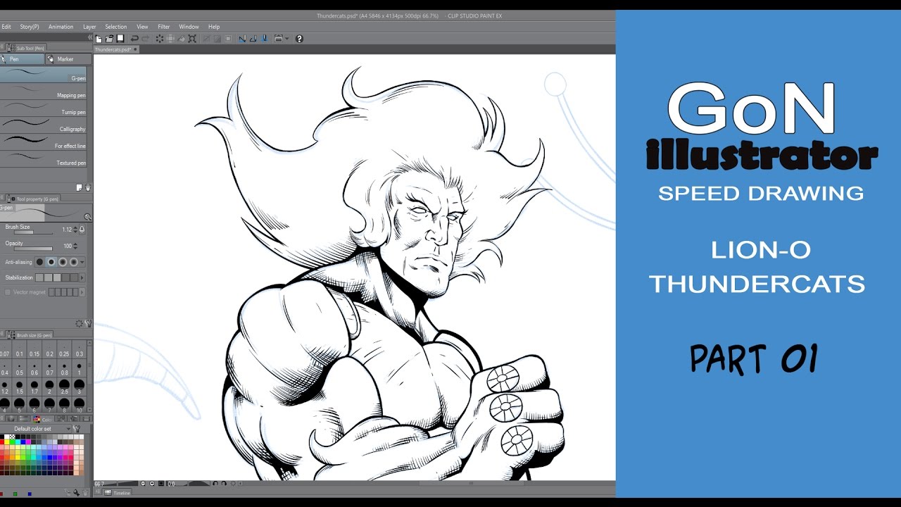 Speed Drawing - ThunderCats / Lion-O - Part 01 | GoN Illustrator - YouTube