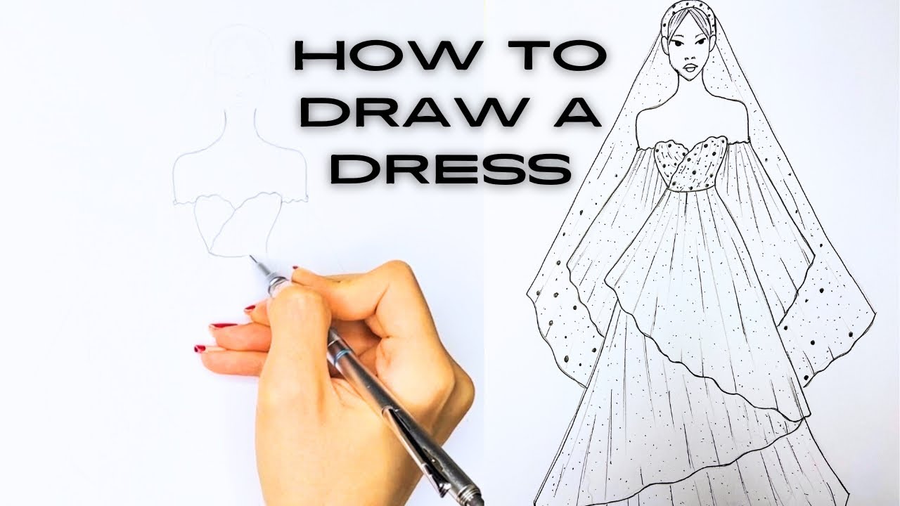 Drawing a dress made simple: Step-by-step fashion sketch tutorial - YouTube