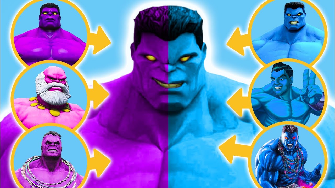 ULTIMATE GOD HULK BLUE TEAM Vs VIOLET HULK TEAM EPIC BATTLE In GTA 5 ...