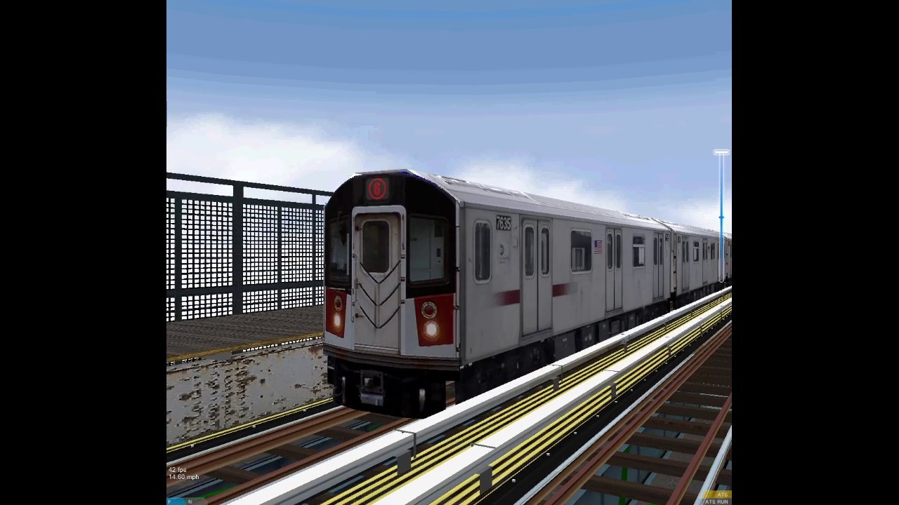 Openbve R142A test train arriving and departing Beach 125th Street ...