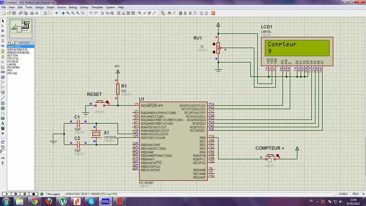 Compteur a base de pic 16F887 + LCD - YouTube