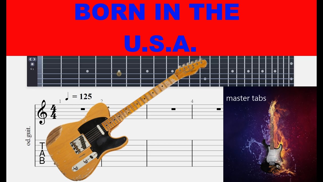 BORN IN The U.S.A. BRUCE SPRINGSTEEN# |Guitar Tab| TUTORIAL#Mastertabs# ...