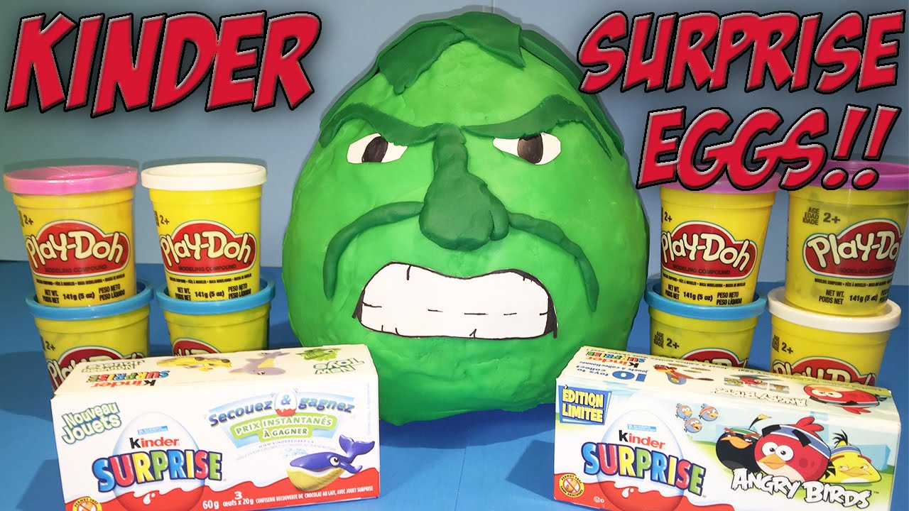 Hulk Giant Surprise Egg with Play Doh and Kinder Eggs - YouTube