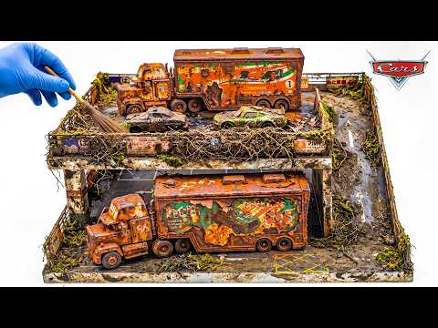 ASMR Disney Pixar Car Restoration | Restoring Abandoned Lightning McQueen Garage in Overgrown Garden