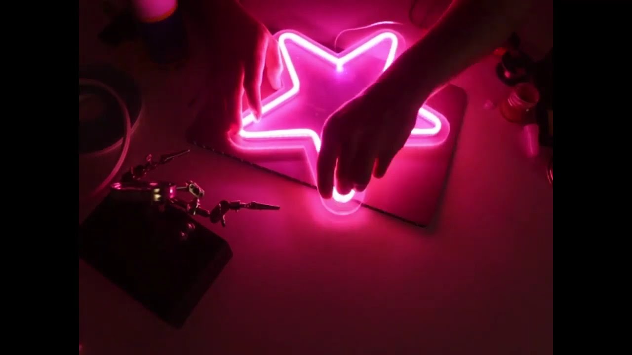 DIY NEON STAR NIGHT LIGHT DOING!! - YouTube